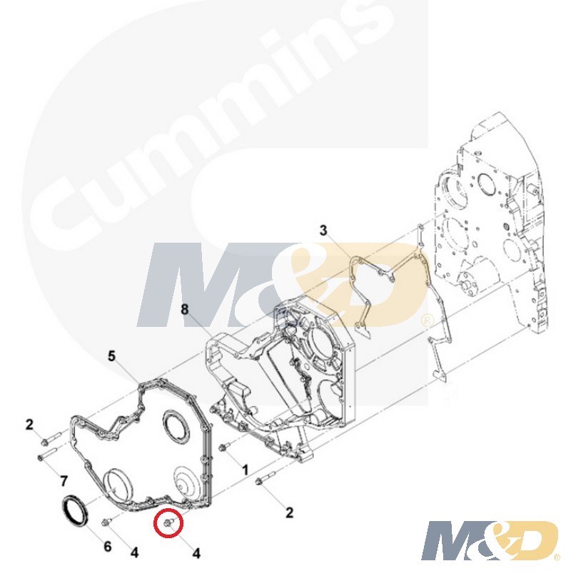 Product: BOLT FRONT GEAR COVER 5.9L & 6.7L M8 x 1.25 x 16mm Long